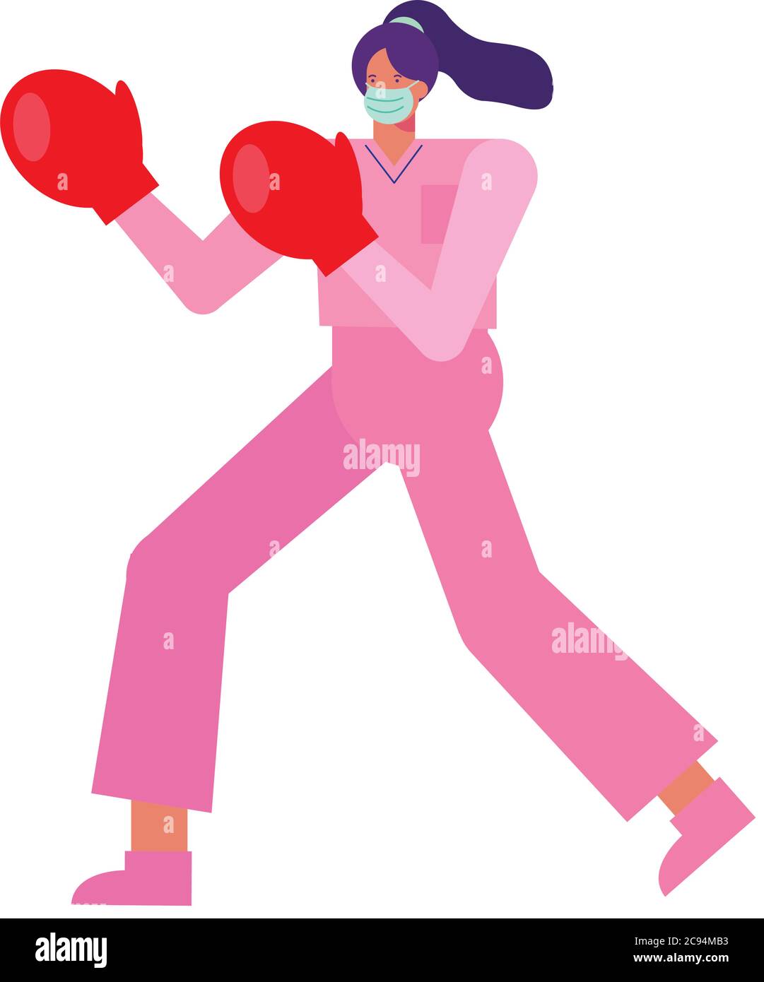 professional female surgeon wearing medical mask with gloves boxer ...