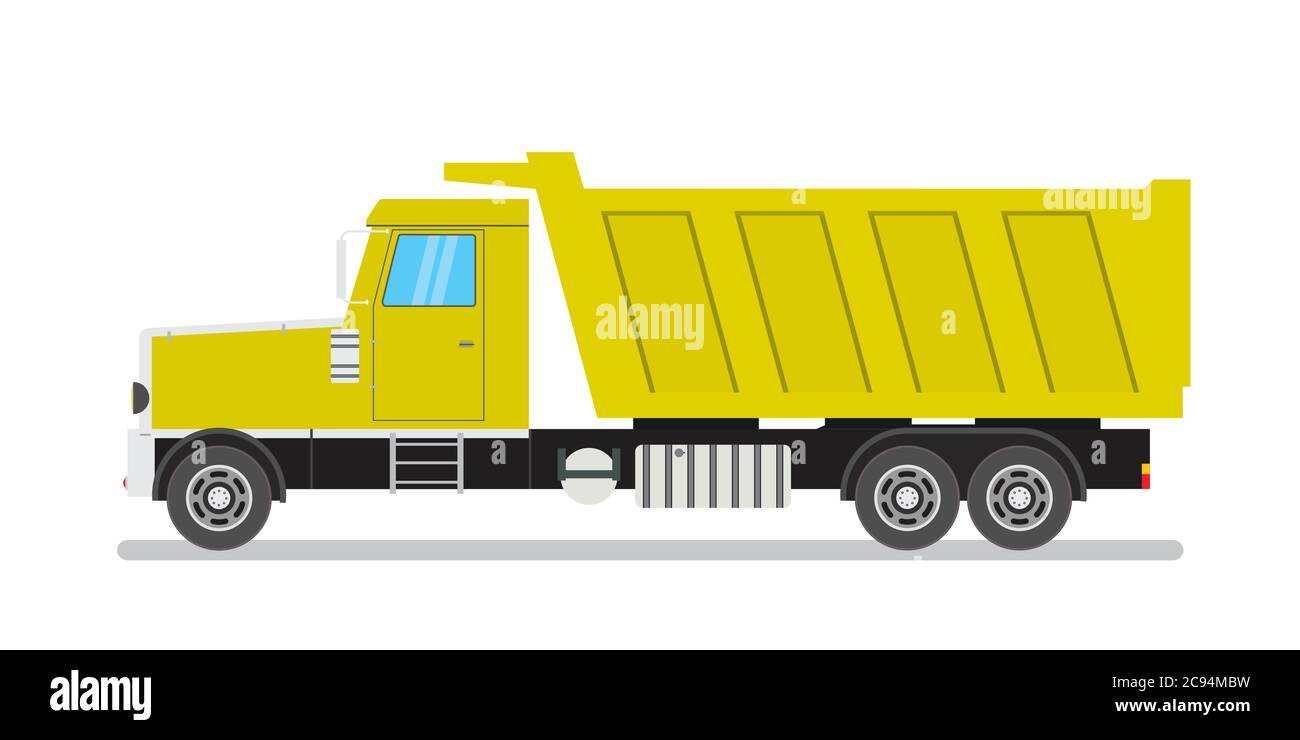 Yellow Tipper Truck Side View,isolated on white background,flat vector ...