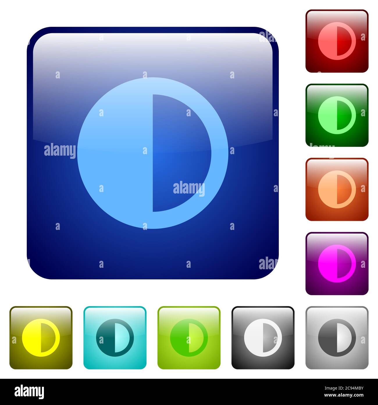 Contrast control icons in rounded square color glossy button set Stock Vector Image & Art - Alamy