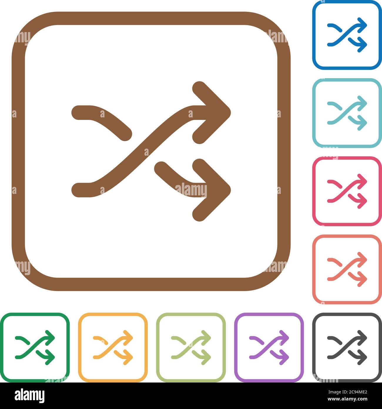 Media shuffle simple icons in color rounded square frames on white background Stock Vector Image ...