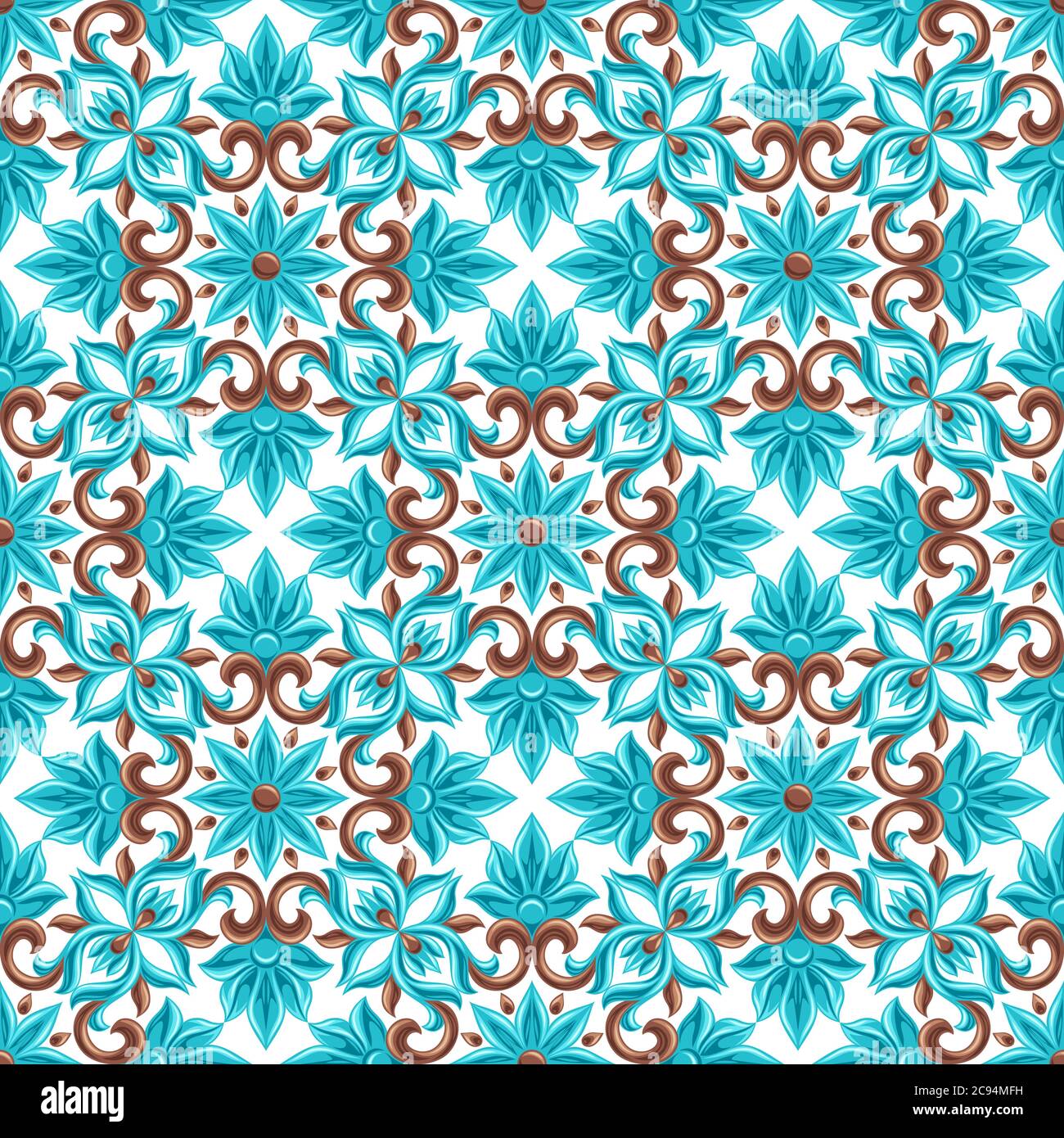 Italian ceramic tile seamless pattern. Mediterranean porcelain pottery ...