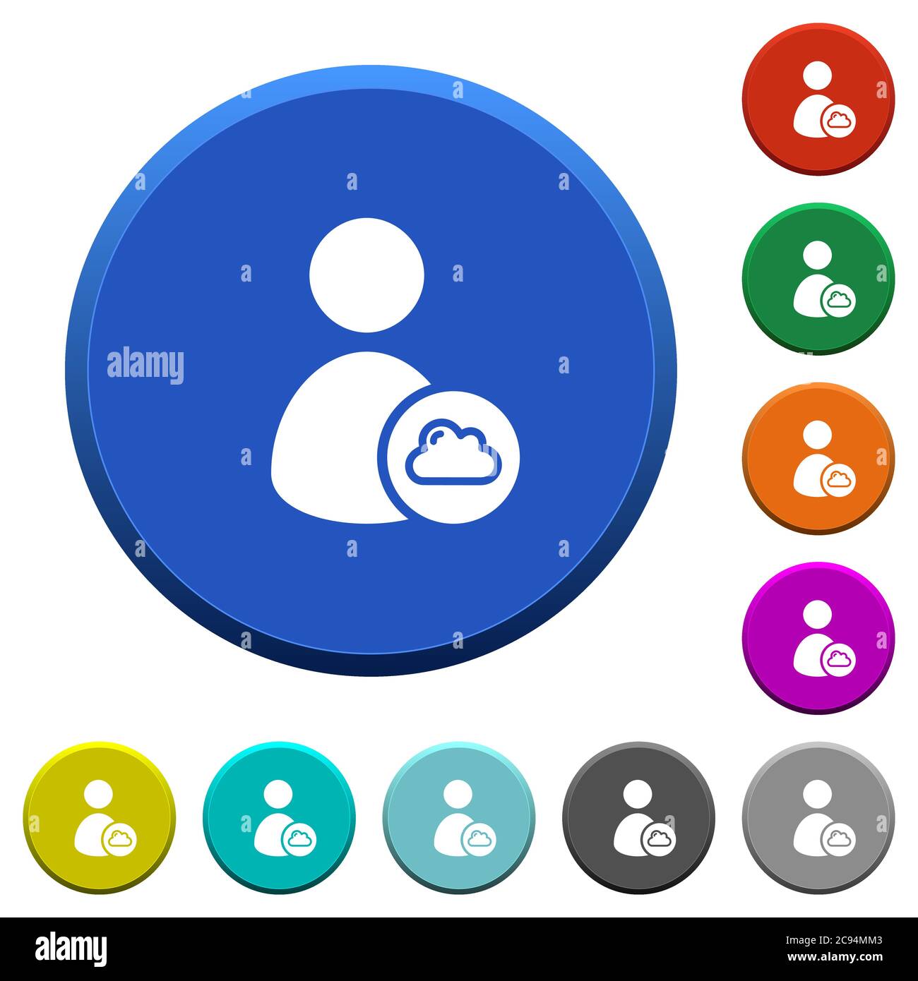 Cloud user account management round color beveled buttons with smooth ...