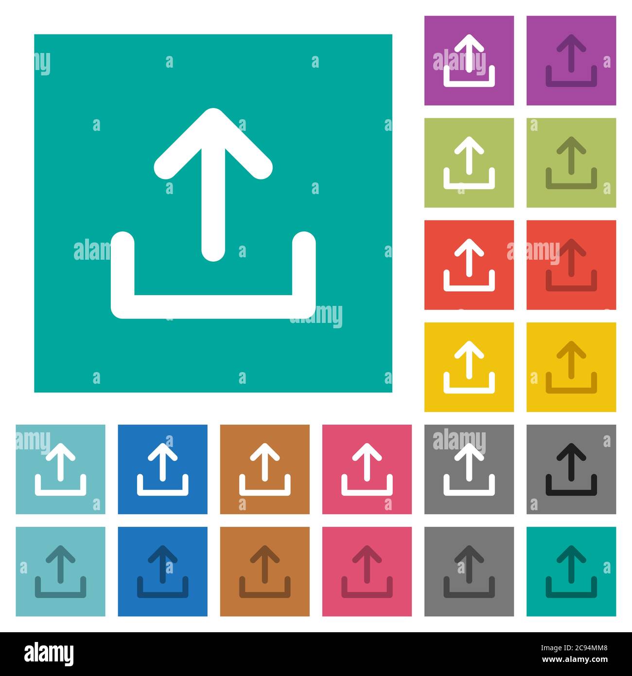 Upload symbol multi colored flat icons on plain square backgrounds ...