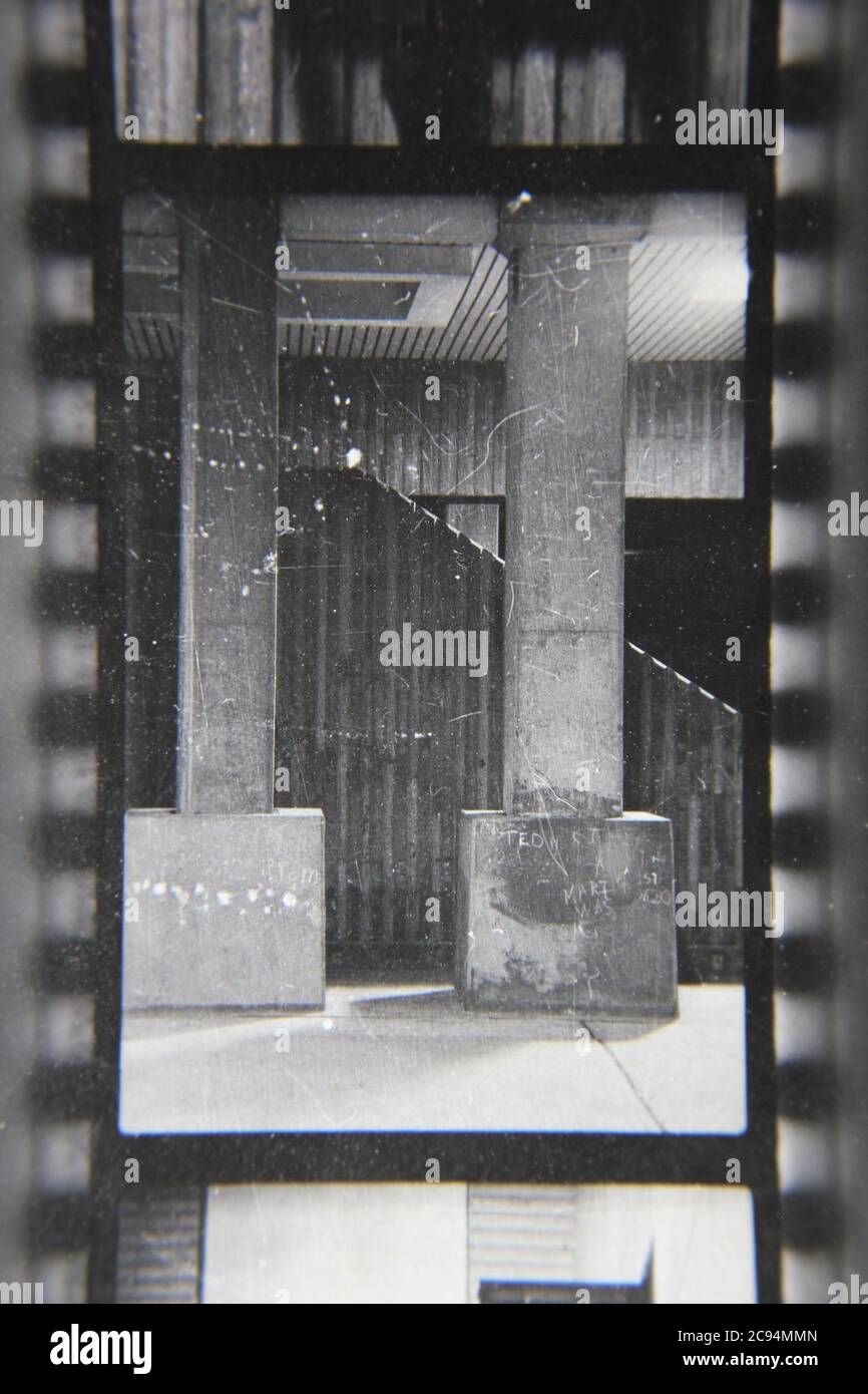 Fine 1970s vintage black and white photography of two structural ...