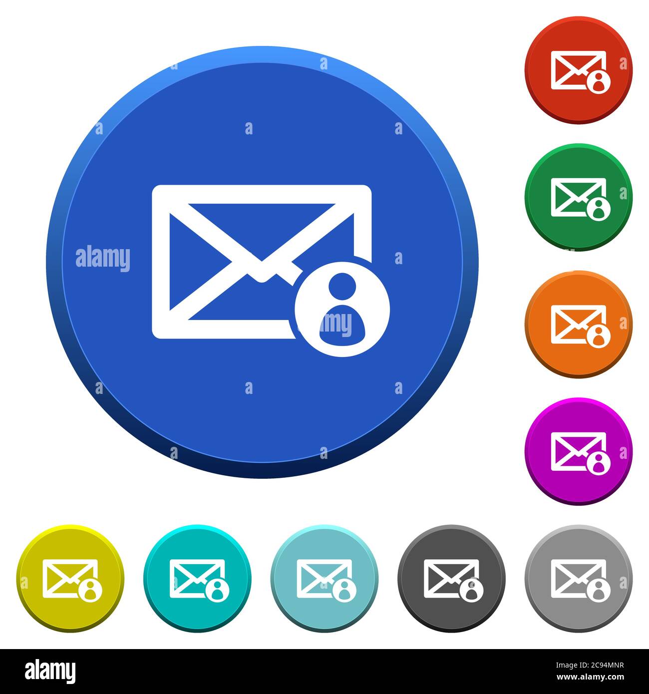 Mail sender round color beveled buttons with smooth surfaces and flat ...