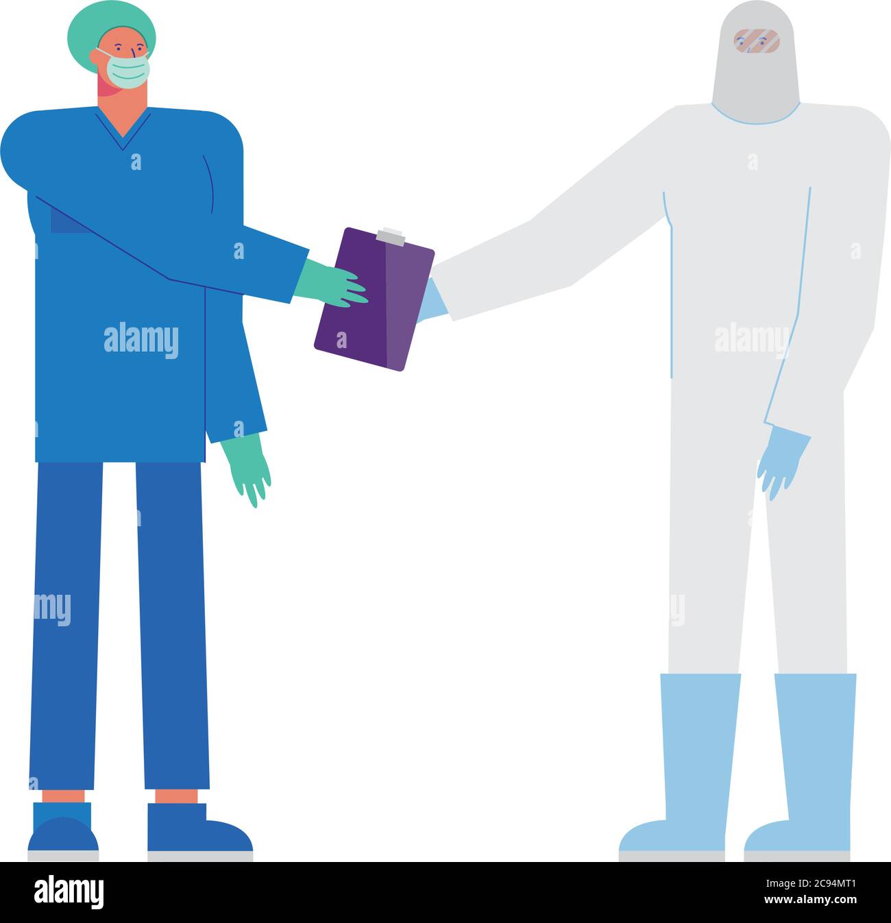 professional male doctors wearing medical masks vector illustration ...