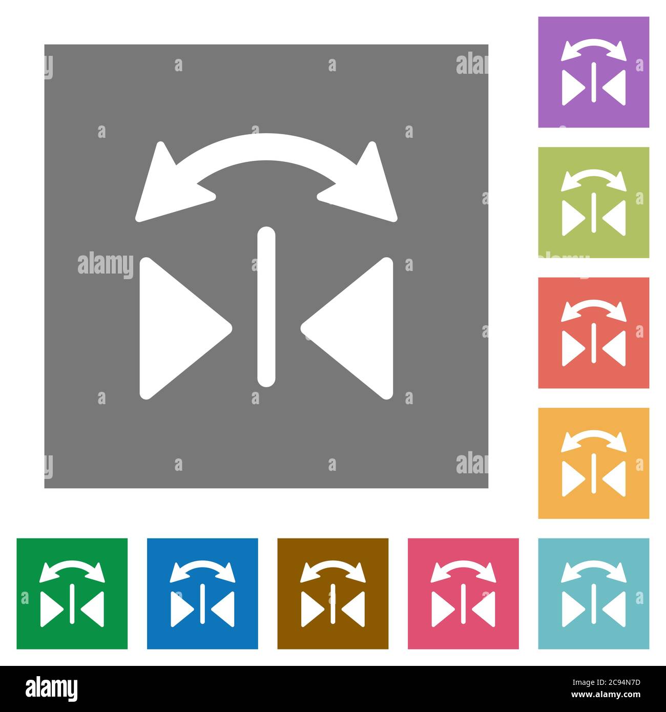 Horizontal flip flat icons on simple color square backgrounds Stock ...