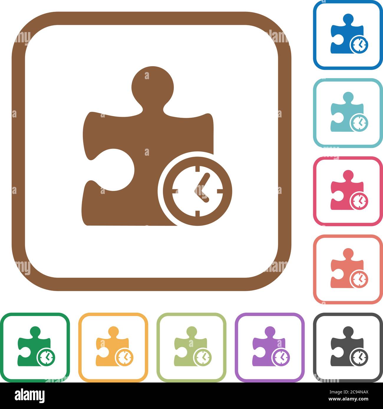 Timer plugin simple icons in color rounded square frames on white background Stock Vector Image ...