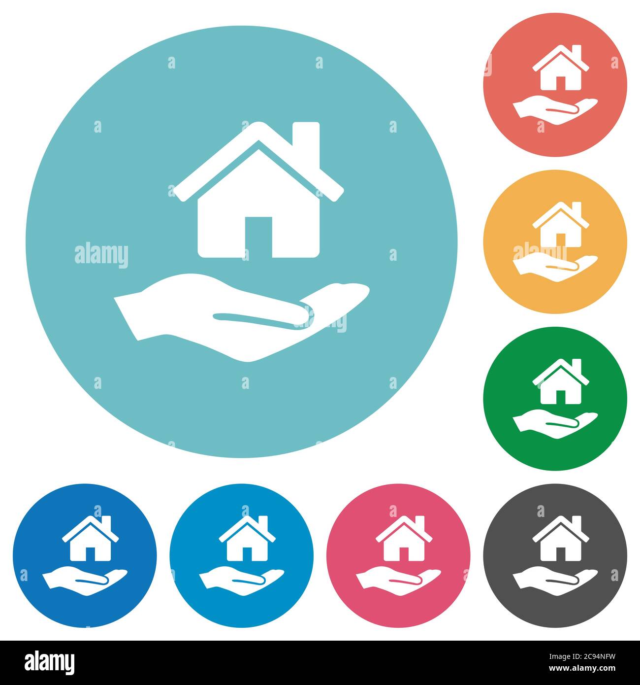 Home insurance flat white icons on round color backgrounds Stock Vector ...