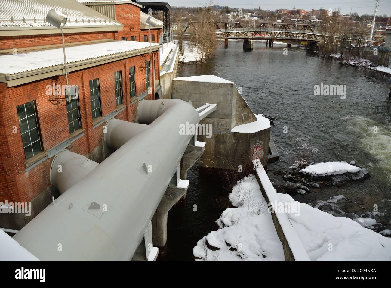 Magog river hydroelectric power plant, penstock, renewable energy ...