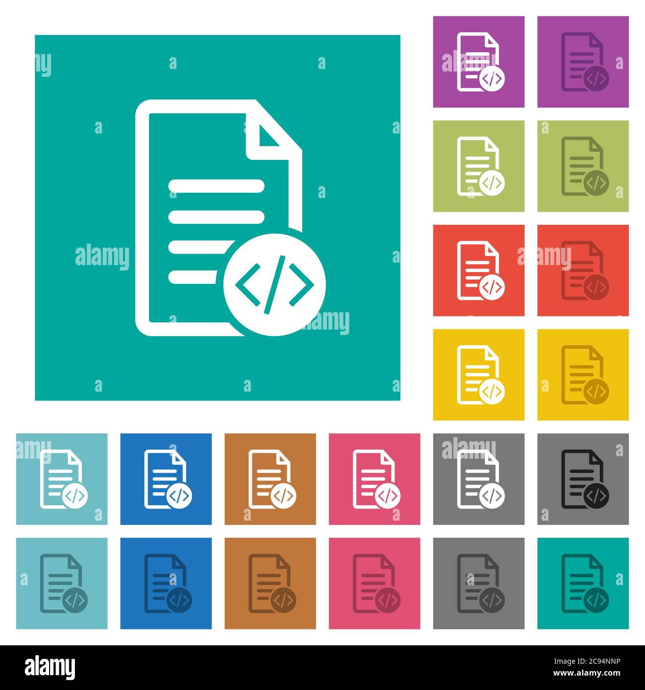 Source code document multi colored flat icons on plain square ...