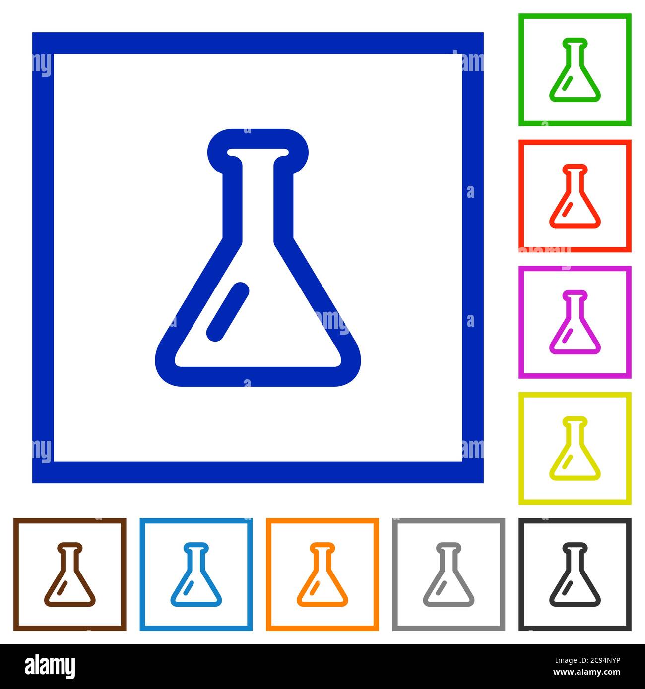 Empty flask flat color icons in square frames on white background Stock ...