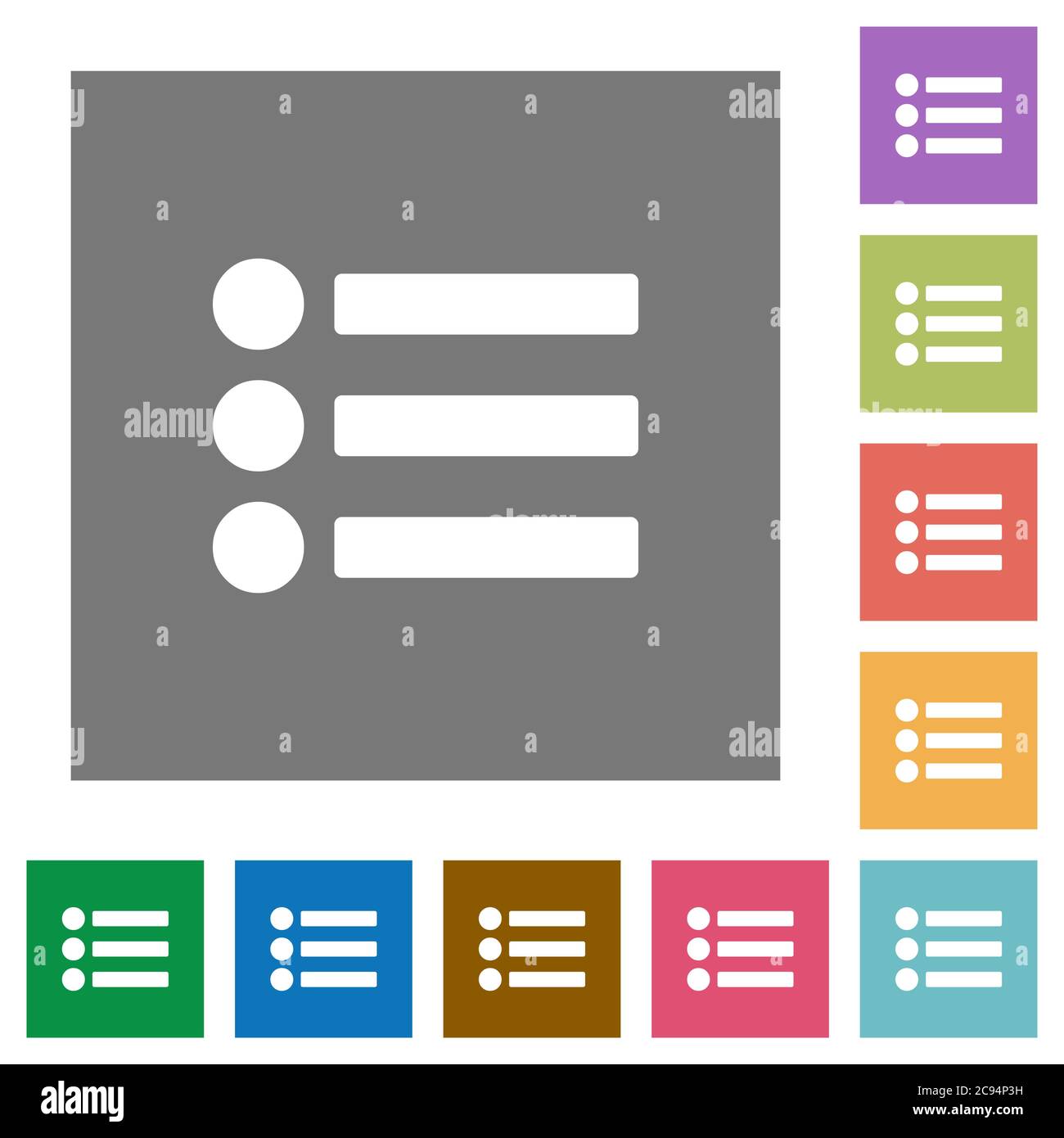 Bullet list flat icons on simple color square backgrounds Stock Vector ...