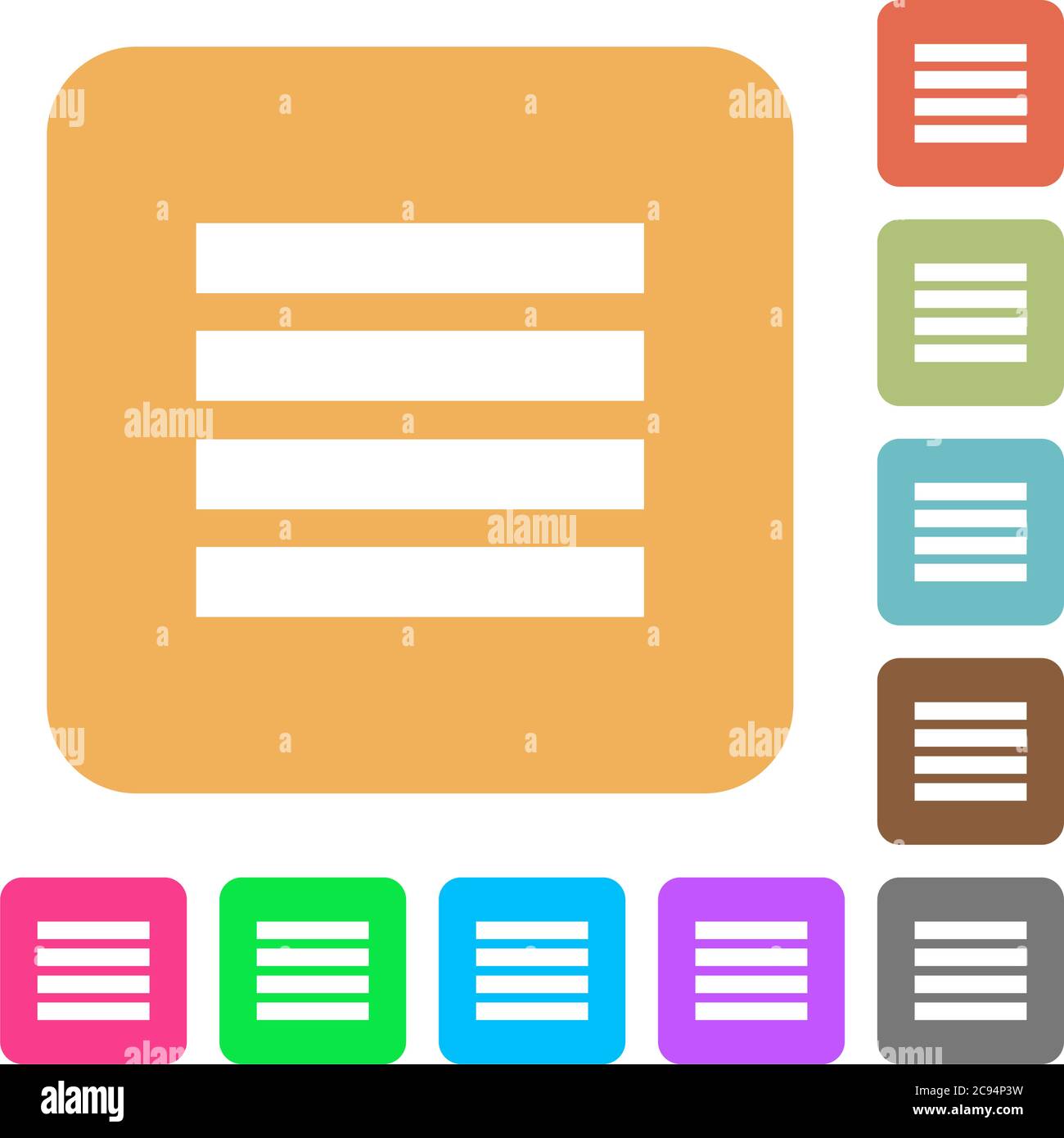 Text align justify flat icons on rounded square vivid color backgrounds Stock Vector Image & Art ...