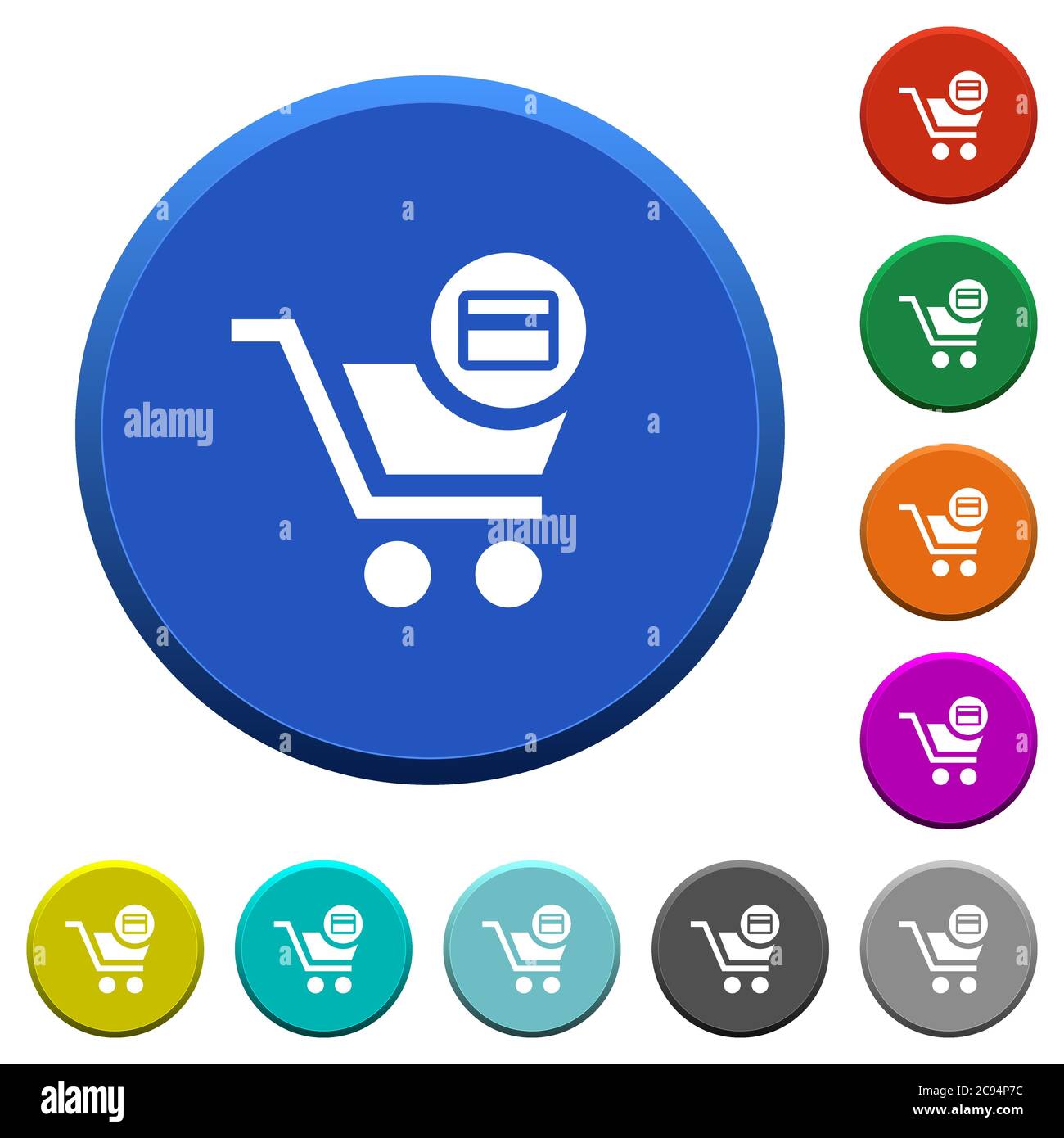 Credit card checkout round color beveled buttons with smooth surfaces ...
