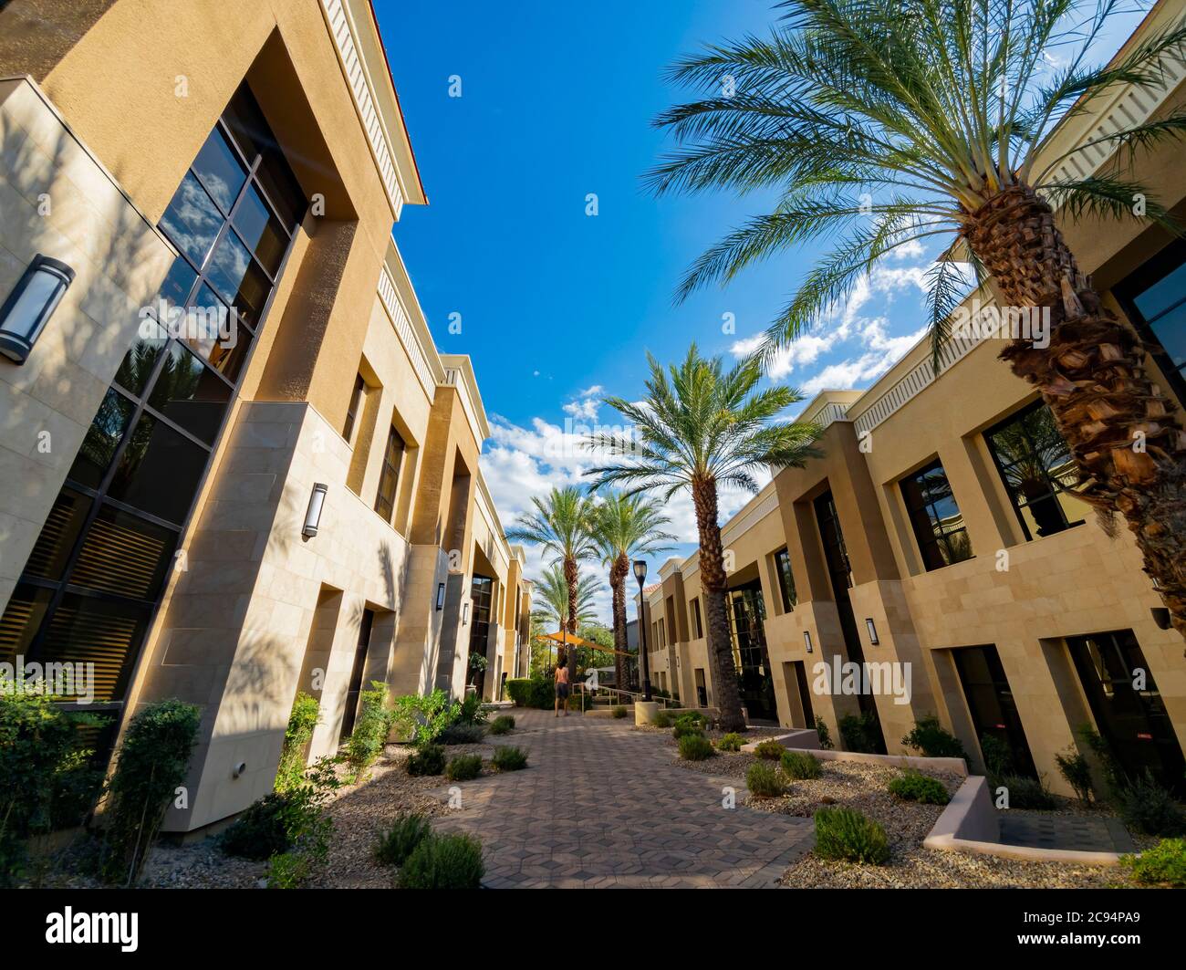 Henderson, JUL 28, 2020 - Sunny exterior view of the Pebble Place Stock ...