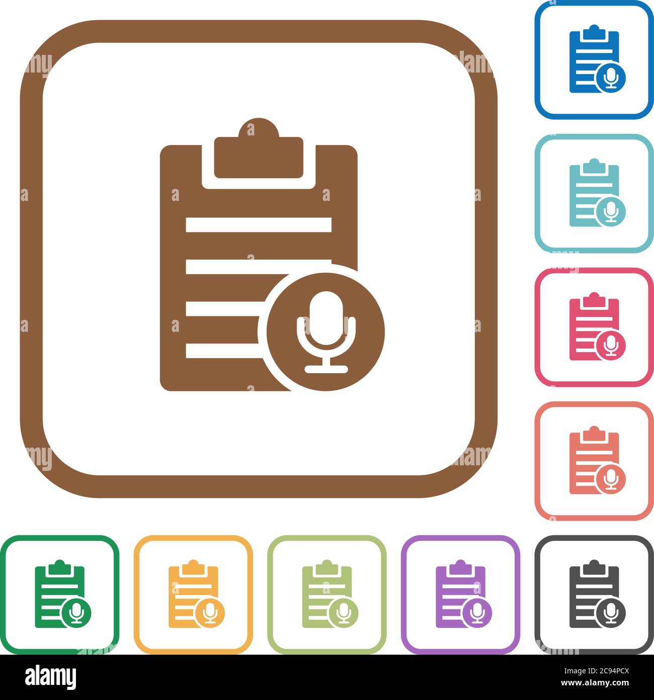 Voice note simple icons in color rounded square frames on white background Stock Vector Image ...