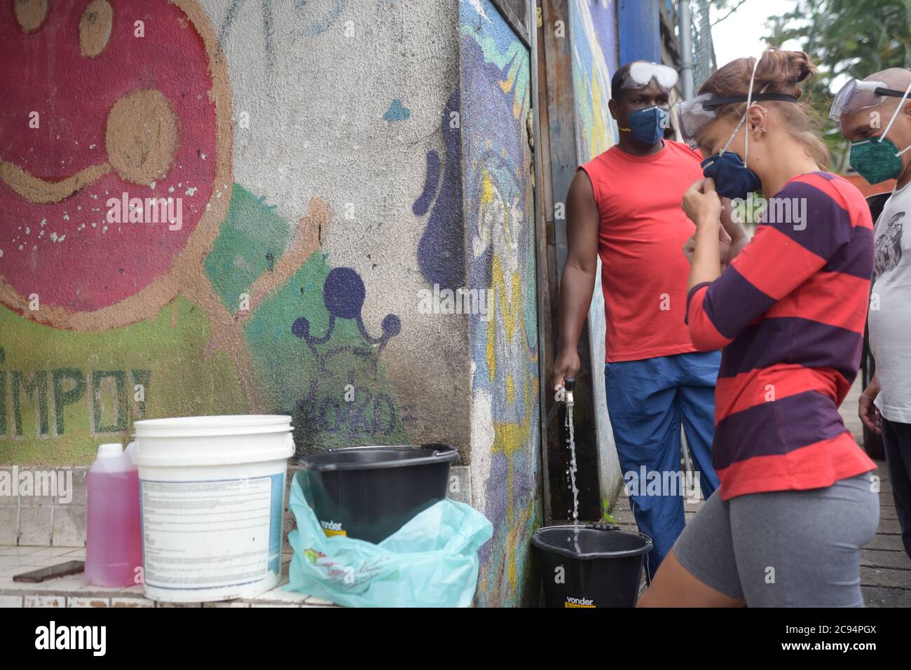 RIO DE JANEIRO,BRAZIL,APRIL,10,2020: residents of the favela dona marta ...