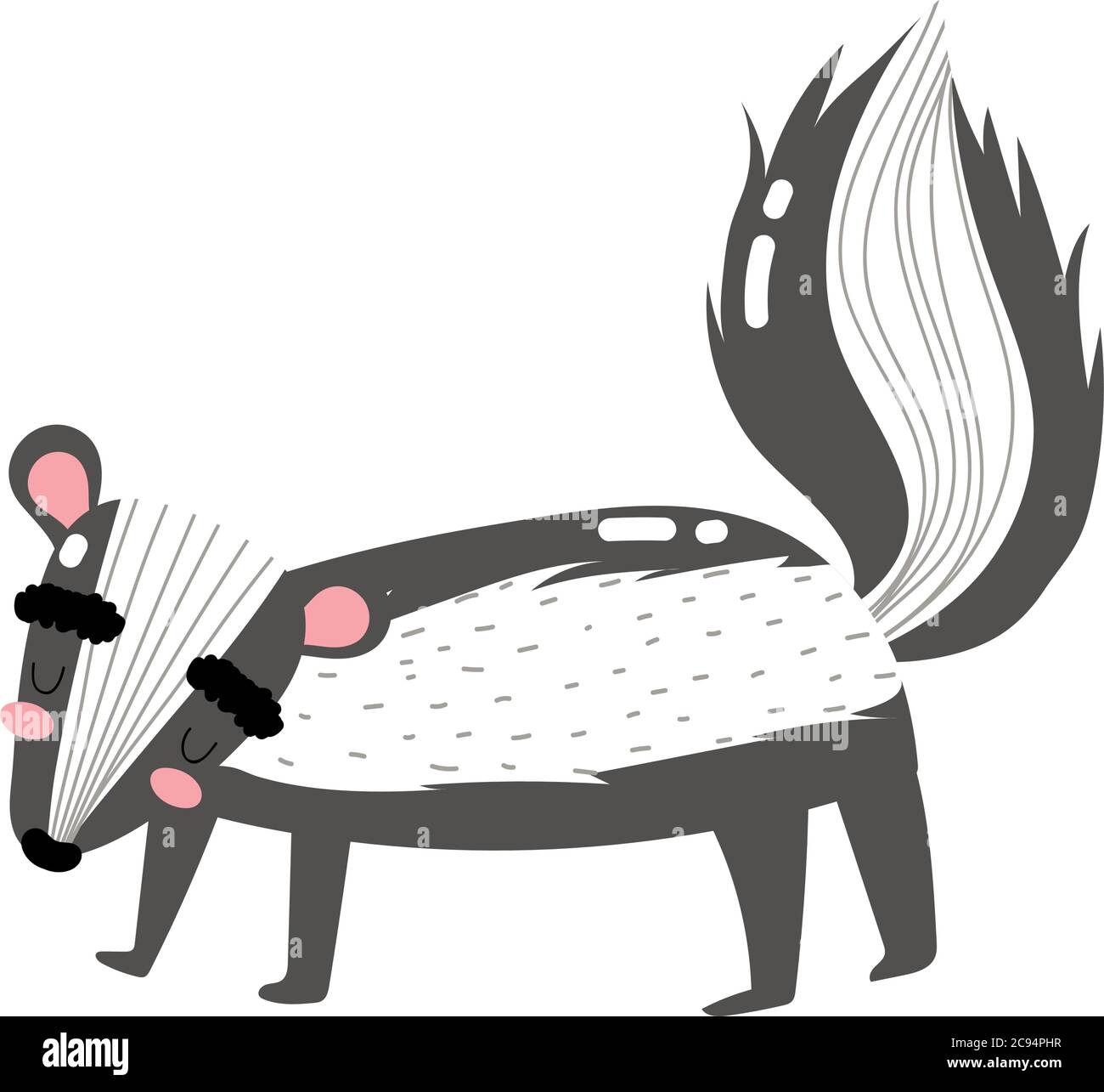 cute animals skurnk cartoon isolated icon design white background ...
