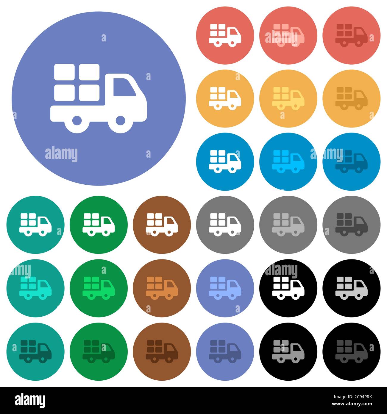 Transport multi colored flat icons on round backgrounds. Included white ...