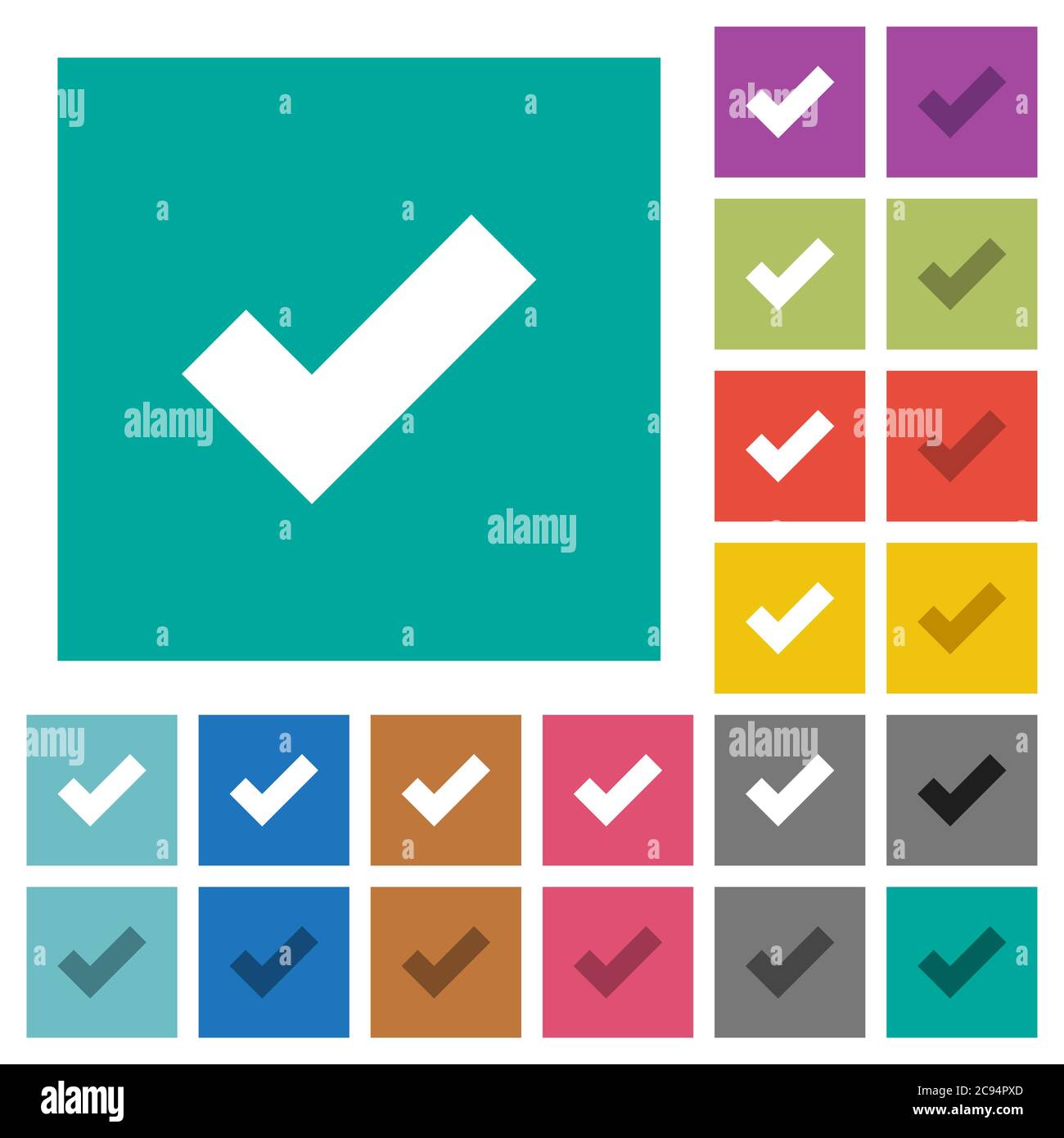 Ok multi colored flat icons on plain square backgrounds. Included white ...