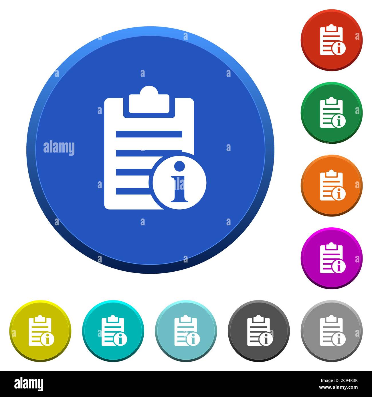 Note info round color beveled buttons with smooth surfaces and flat ...