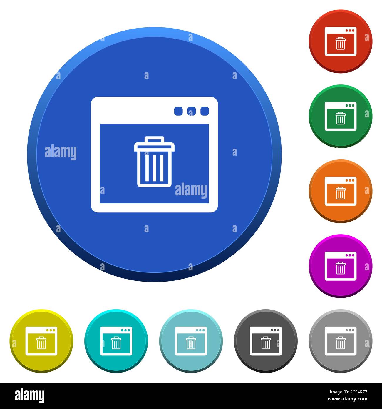 Application delete round color beveled buttons with smooth surfaces and ...