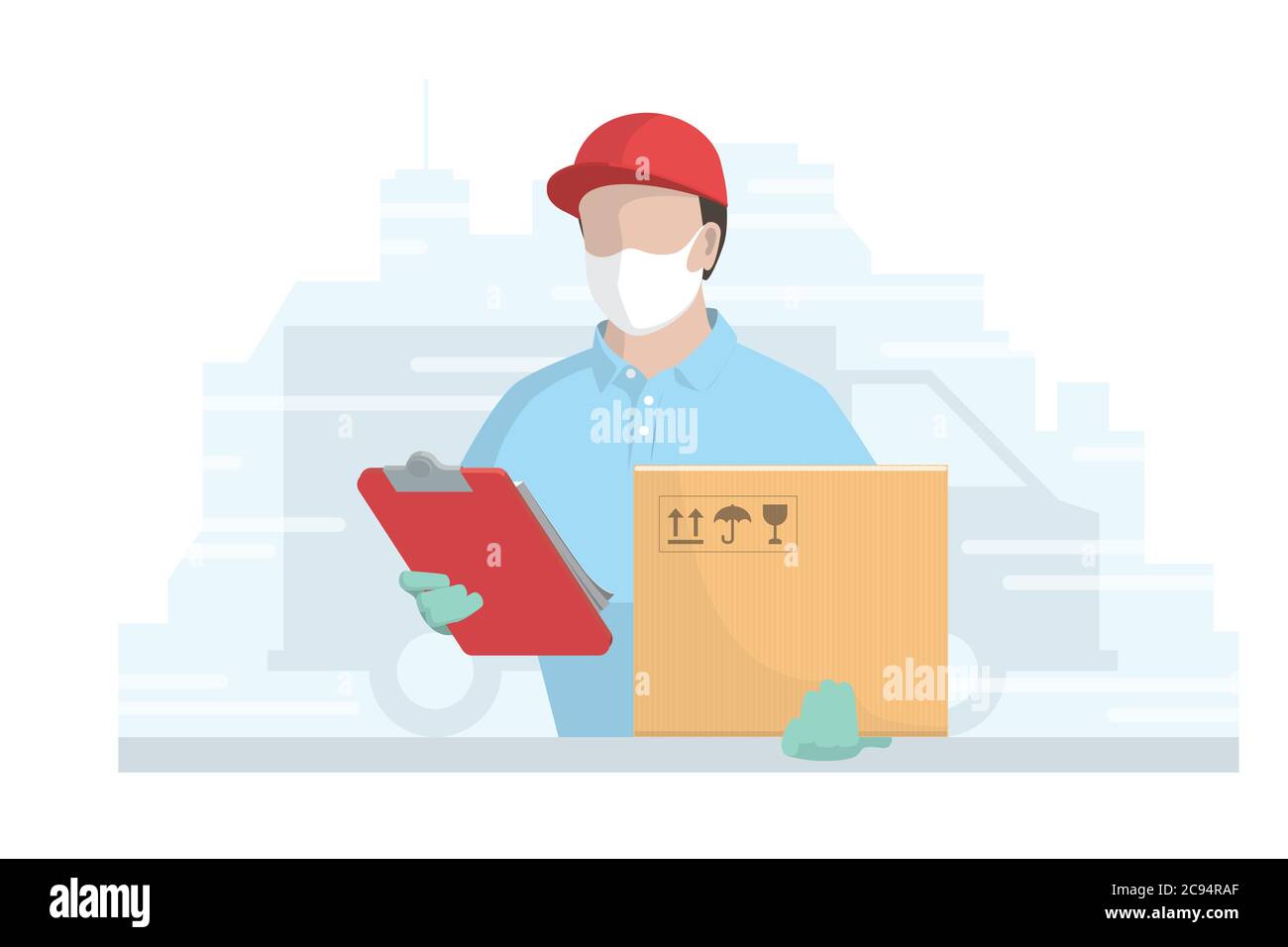 Man courier mask on Cut Out Stock Images & Pictures - Alamy