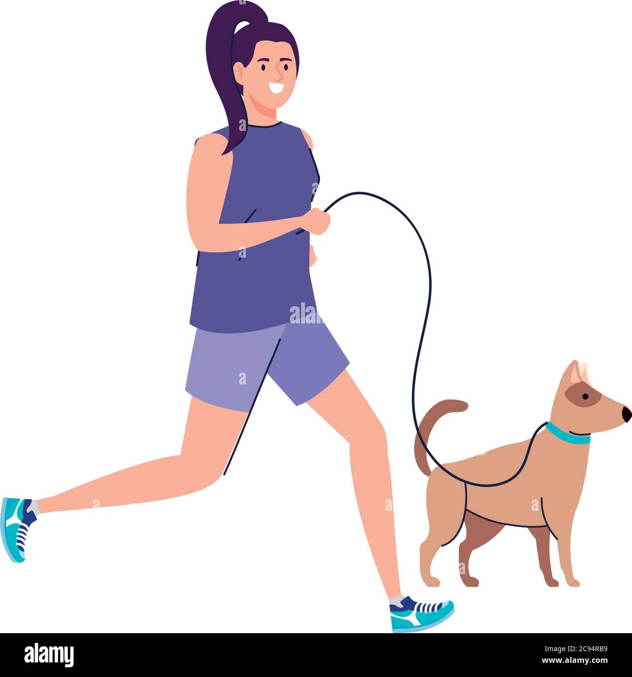 Dog walking on running Stock Vector Images - Alamy