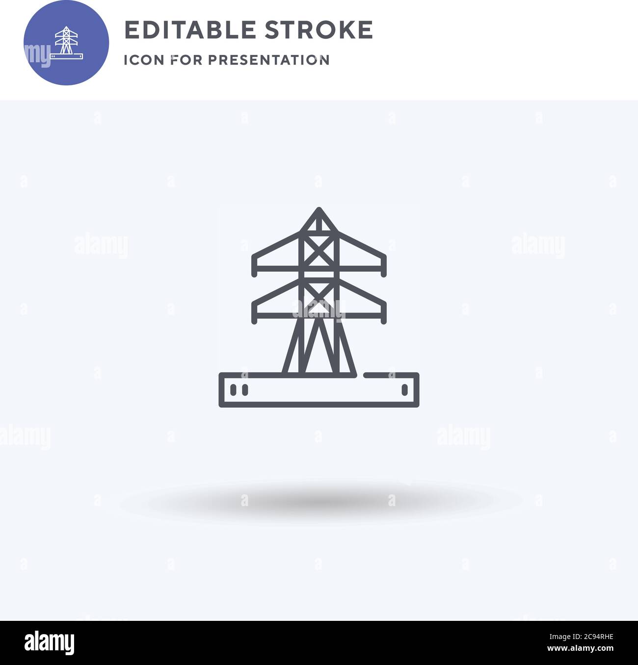 Electric Tower icon vector, filled flat sign, solid pictogram isolated ...
