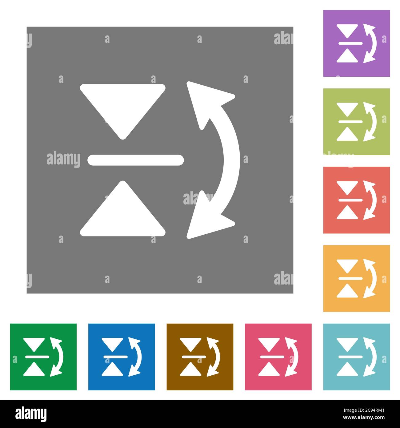 Vertical flip flat icons on simple color square backgrounds Stock ...