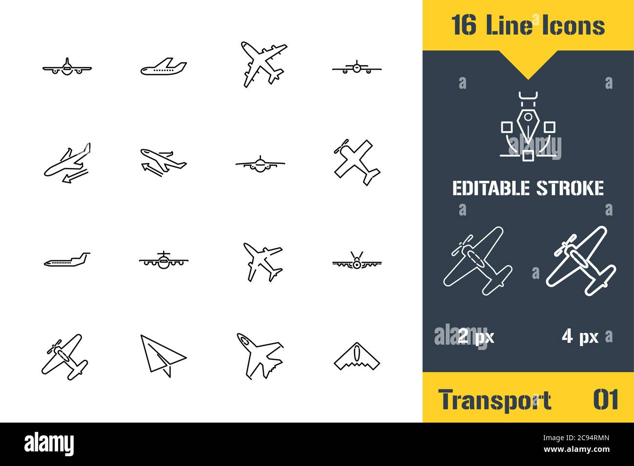 Airplane, Aviation, Aircraft Plane. Thin line icon - Outline flat ...
