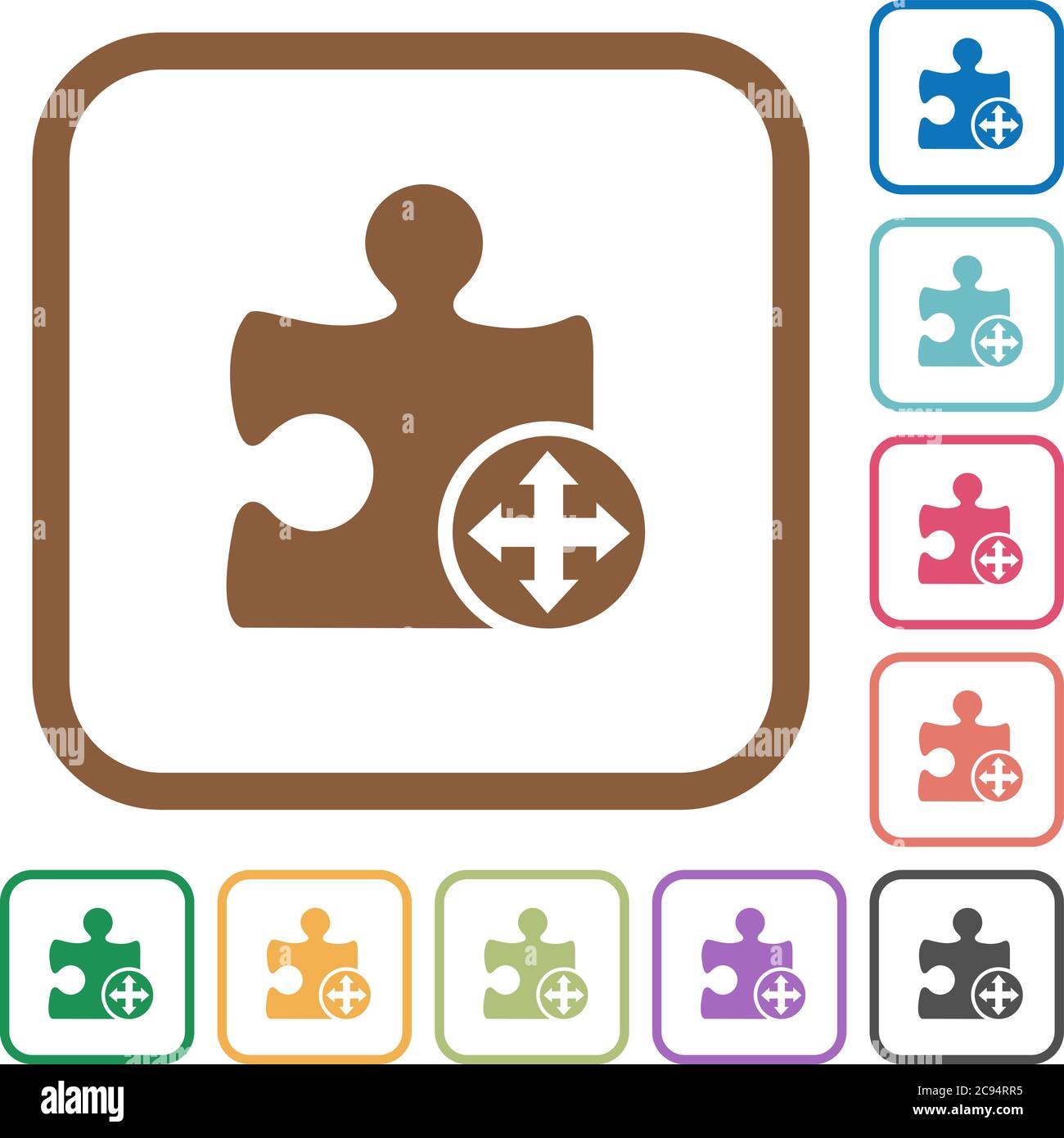 Move plugin simple icons in color rounded square frames on white background Stock Vector Image ...