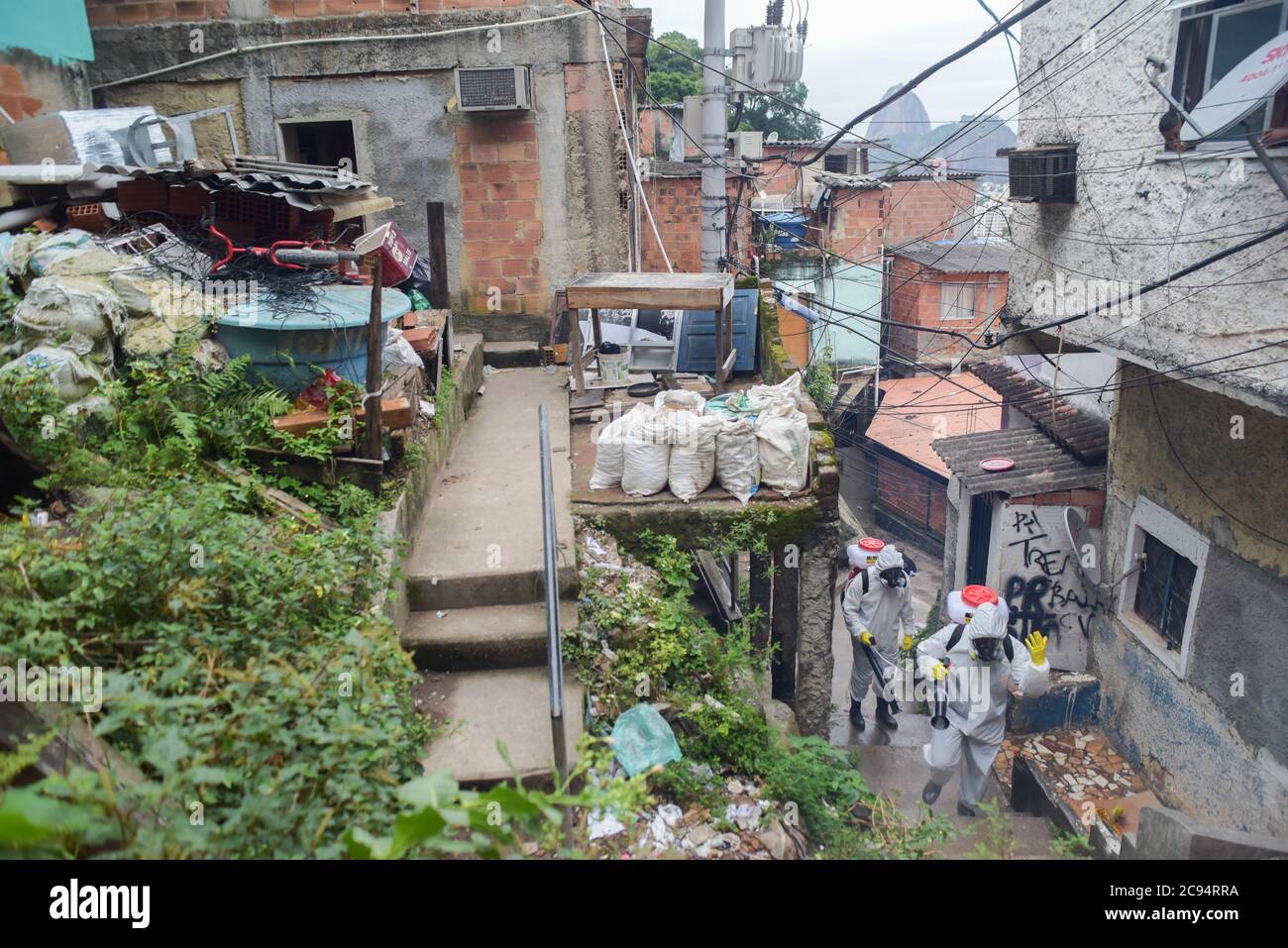 RIO DE JANEIRO,BRAZIL,APRIL,10,2020: residents of the favela dona marta ...