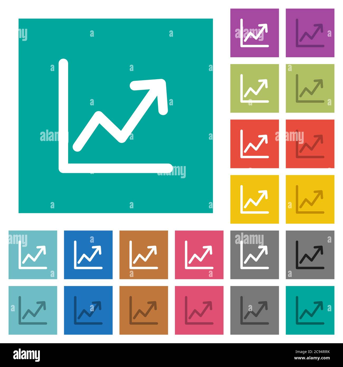 Line graph multi colored flat icons on plain square backgrounds ...