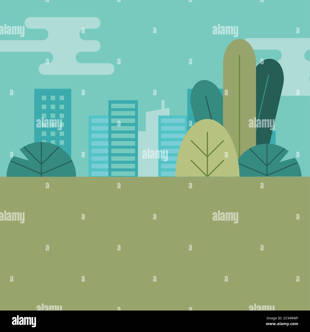 buildings cityscape and park urban scene vector illustration design ...