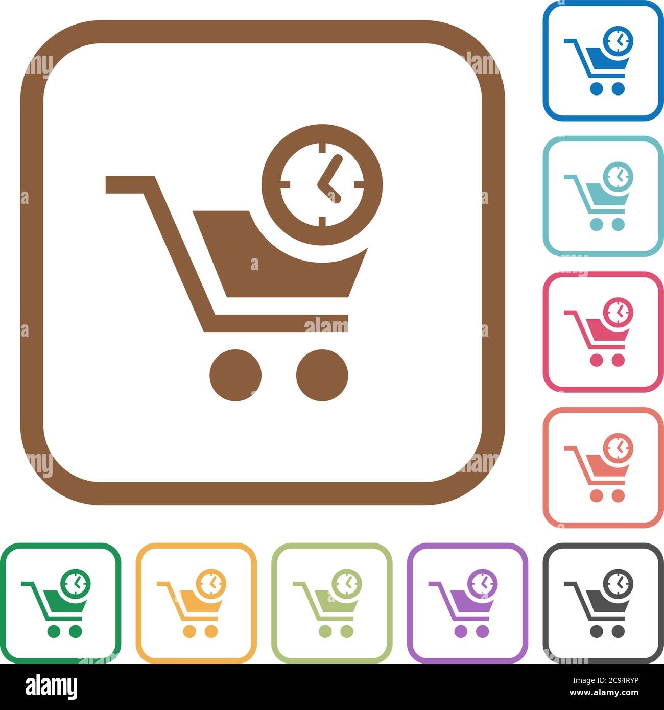 Instant purchase simple icons in color rounded square frames on white ...