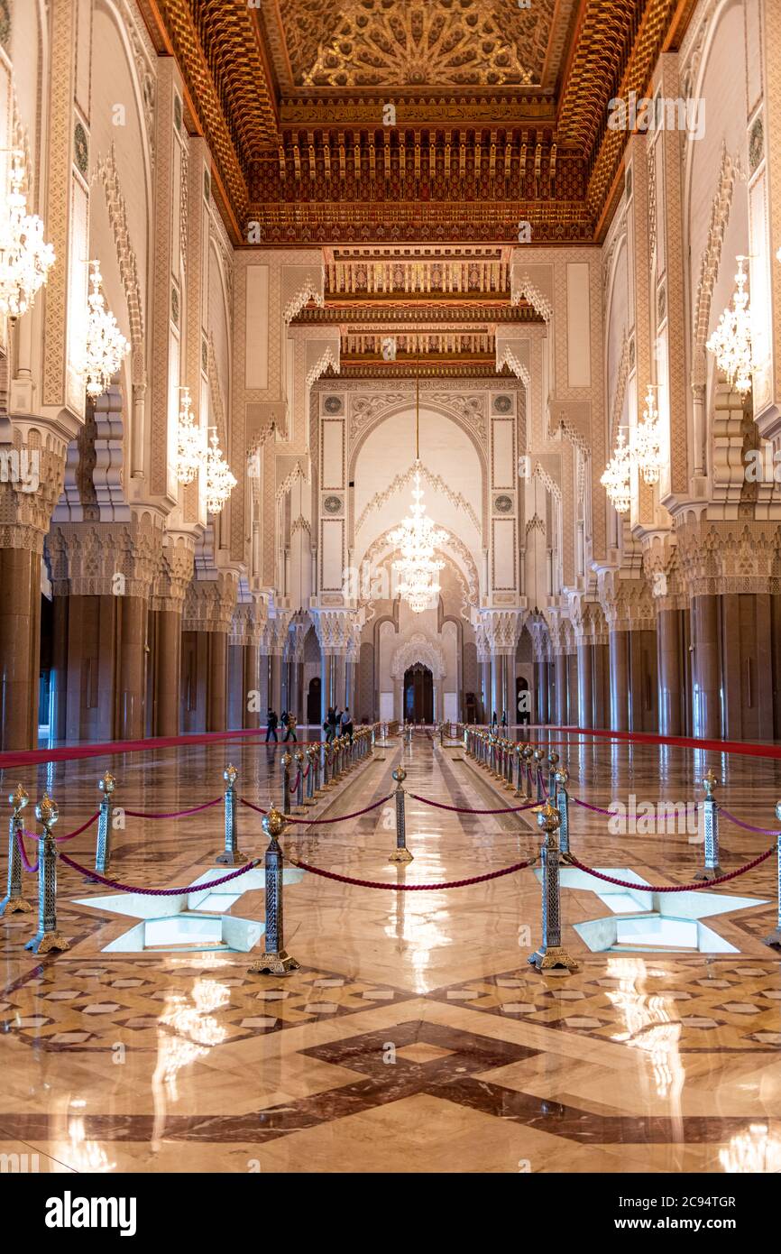 Interior of King Hassan II Mosque in Casablanca, Morocco Stock Photo ...