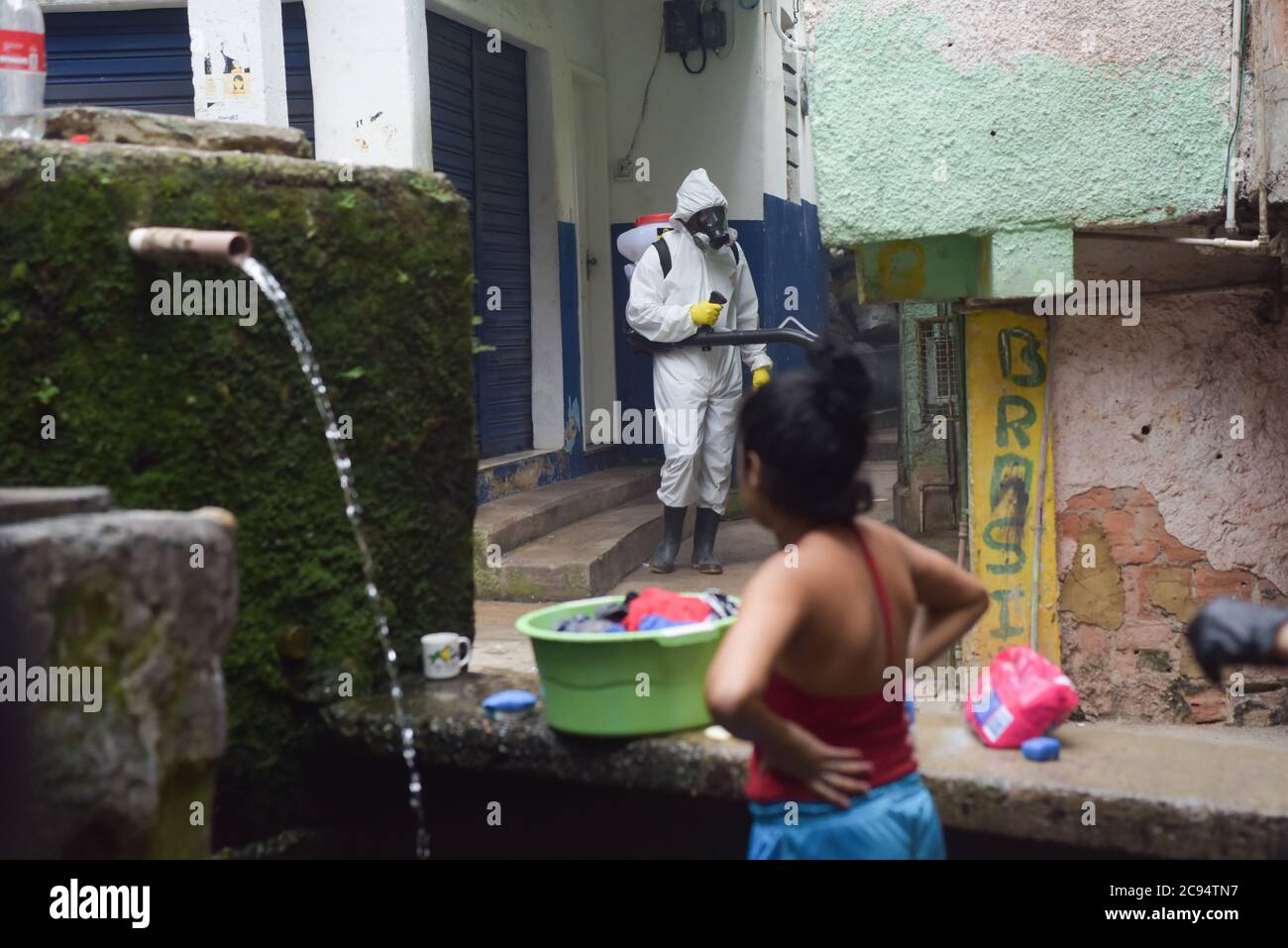 RIO DE JANEIRO,BRAZIL,APRIL,10,2020: residents of the favela dona marta ...