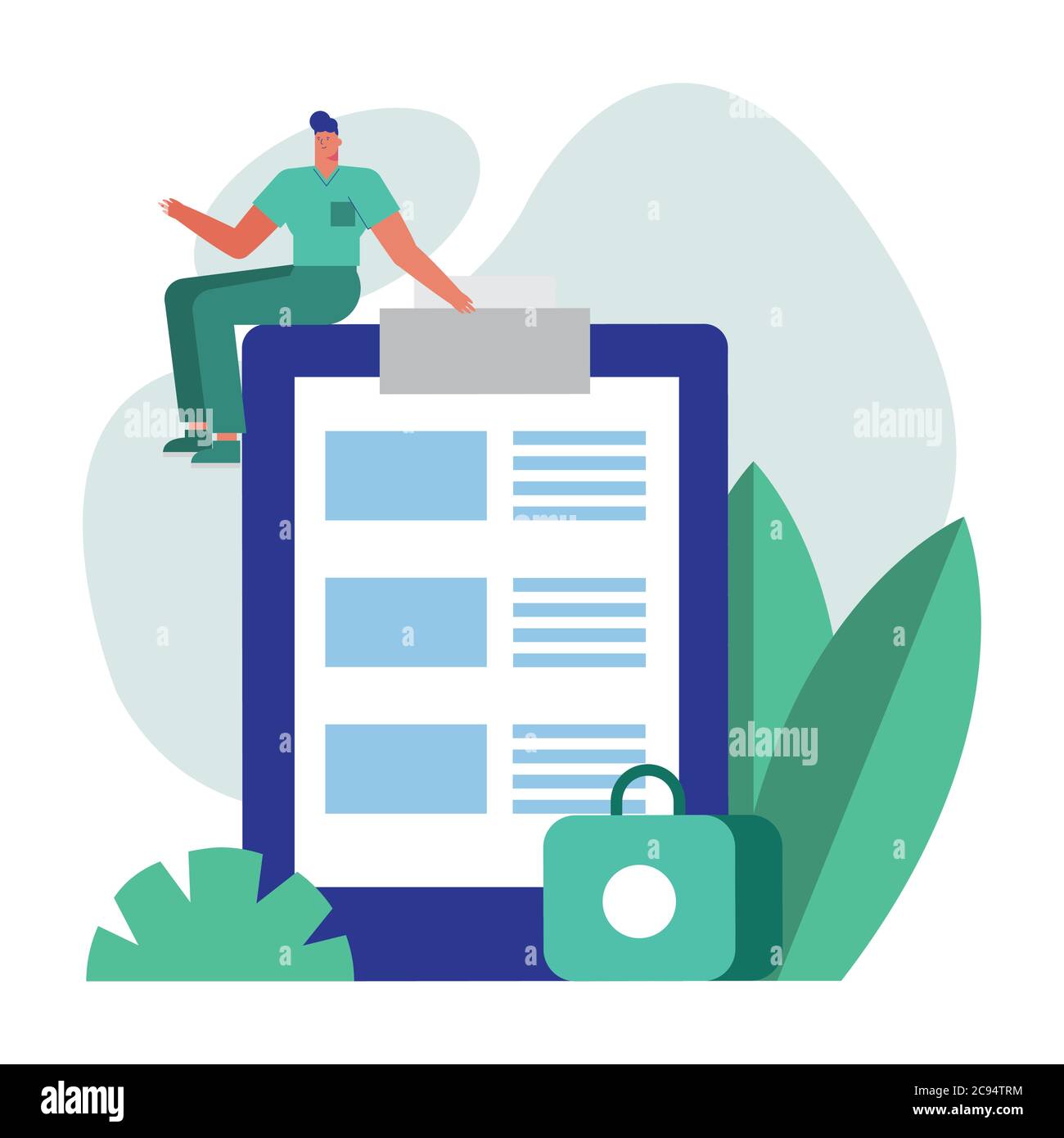 professional doctor surgeon seated in checklist avatar character vector ...