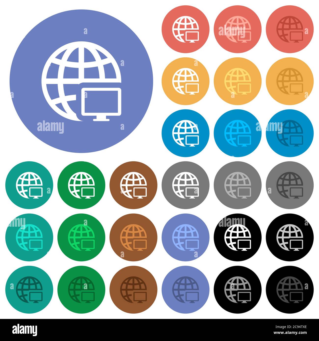 Remote terminal multi colored flat icons on round backgrounds. Included ...