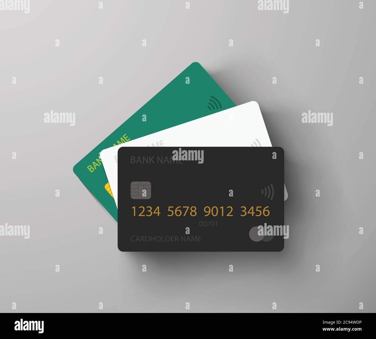 three credit cards lying on grey background Stock Vector Image & Art ...
