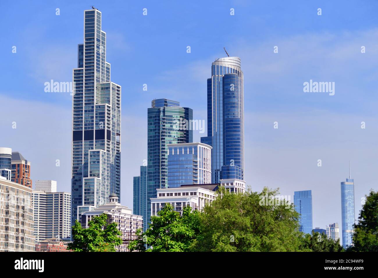 Chicago, Illinois, USA. Aggressive building in and near downtown ...
