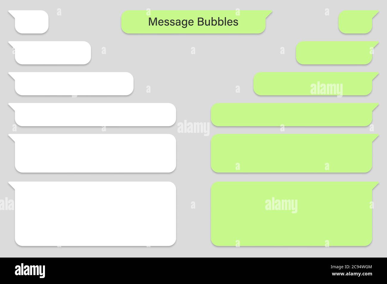 Blank vector message bubbles. Chat or messenger speech bubble. SMS text frame. Short message ...