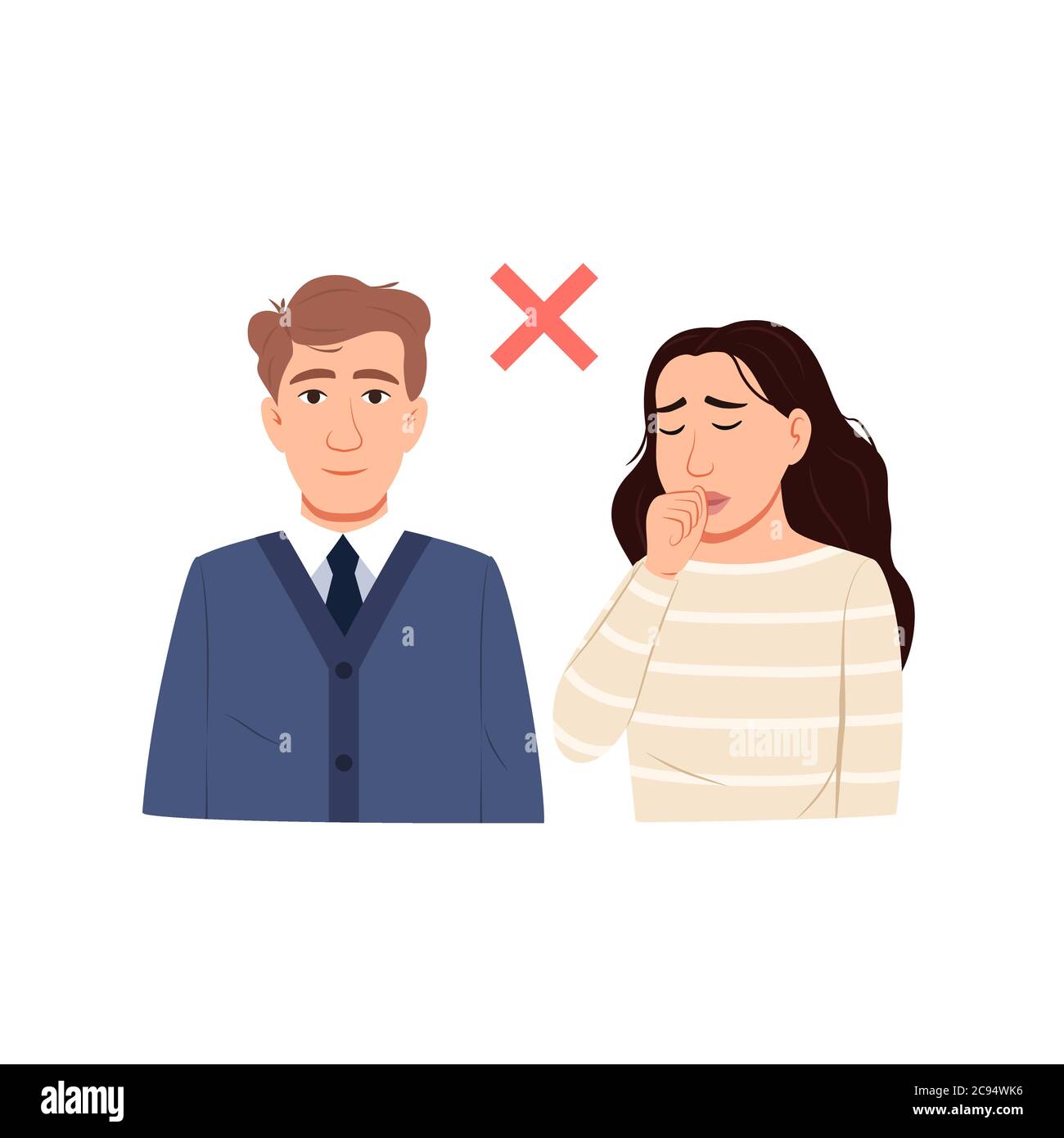 Avoid contact with sick person concept. Epidemic health safety icon ...