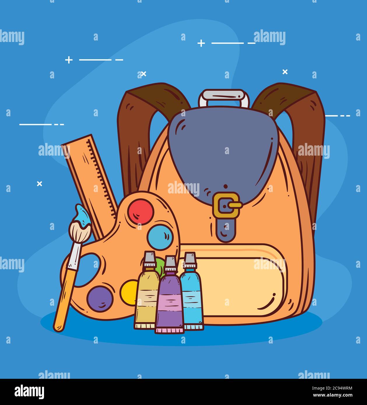 school bag with palette paints and icons Stock Vector Image & Art - Alamy