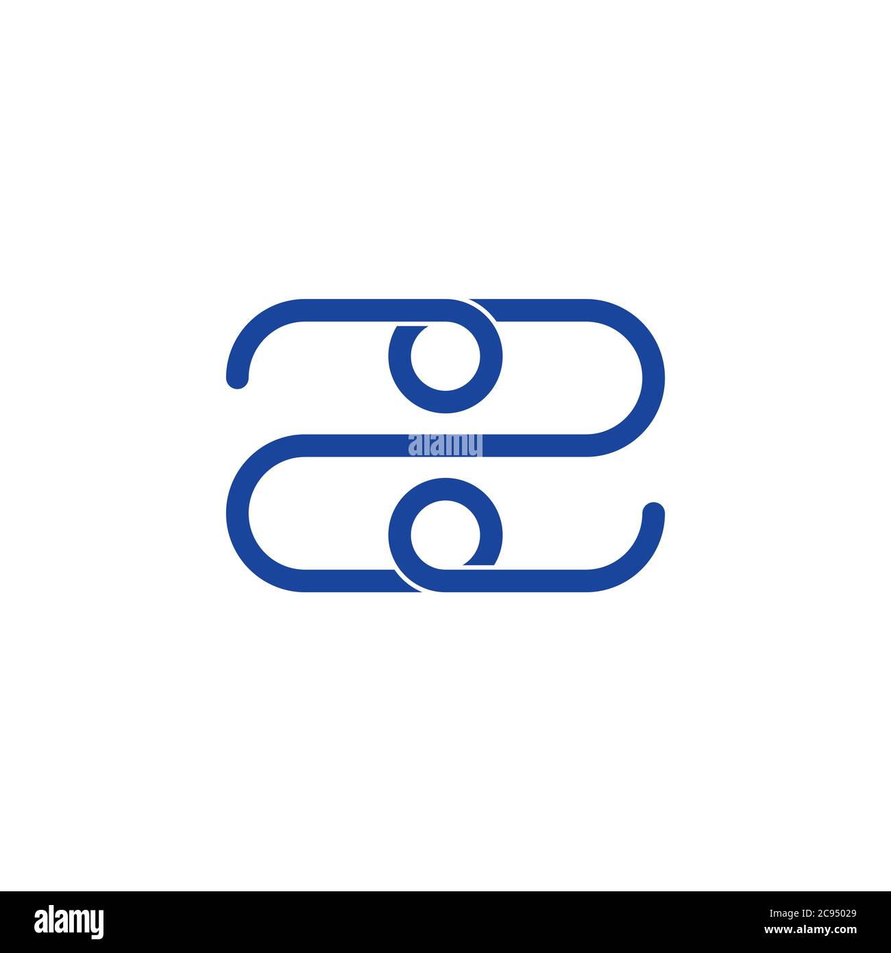 number two letter z paper clip line design logo vector Stock Vector ...
