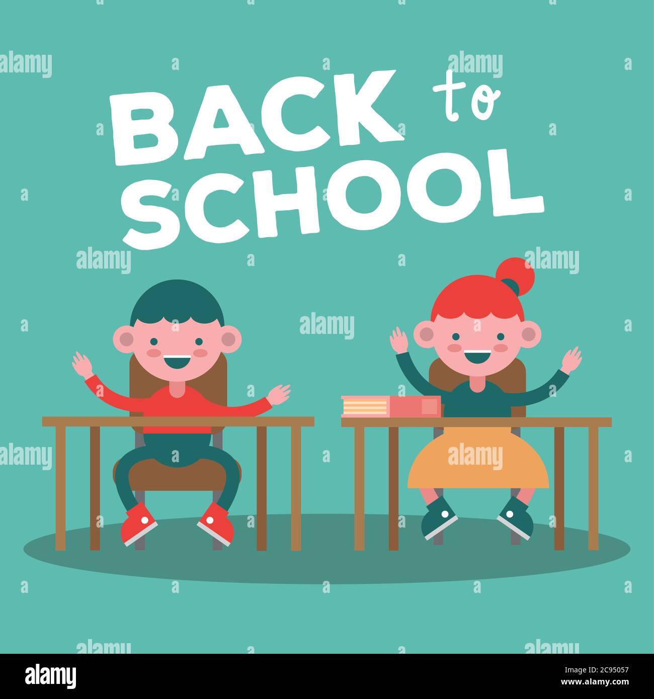 little students girls in school desks comic characters vector ...
