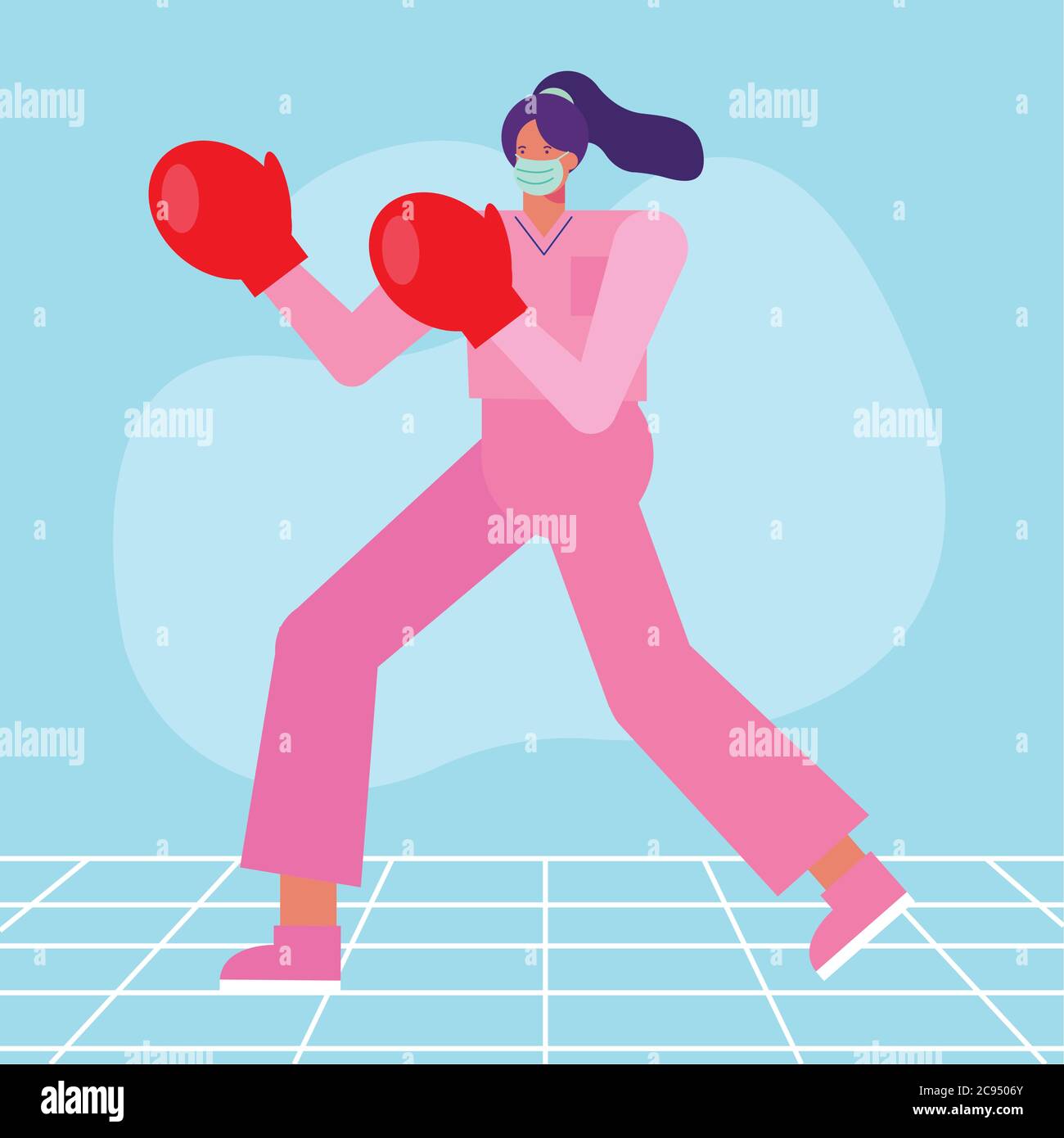 professional female surgeon wearing medical mask with gloves boxer ...