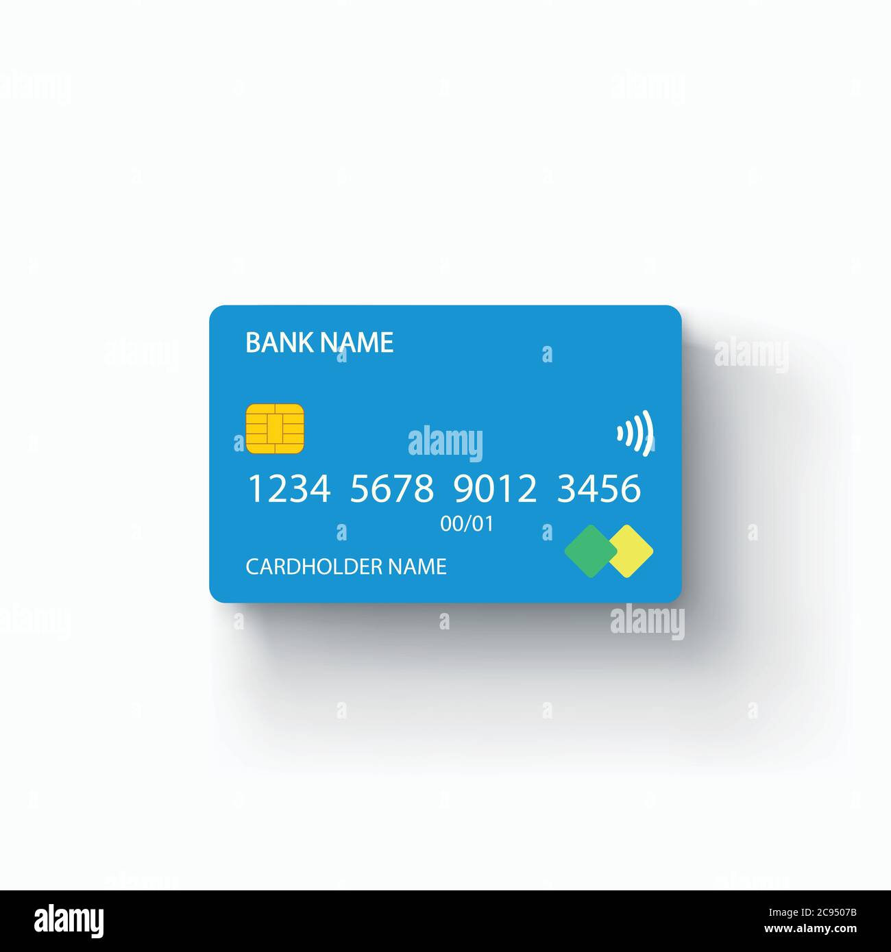 blue color credit card with realistic shadow Stock Vector Image & Art ...